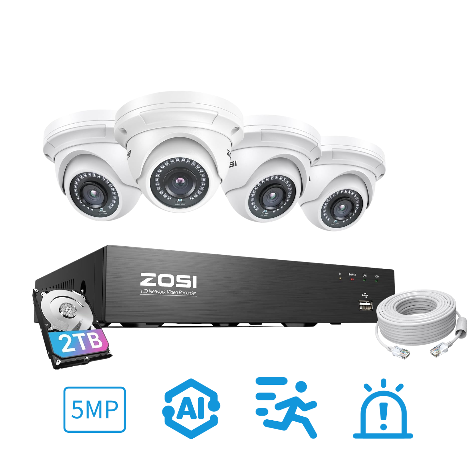 C429 5MP CCTV Security Camera System + 4K 8CH PoE NVR + 2TB Hard Drive ...